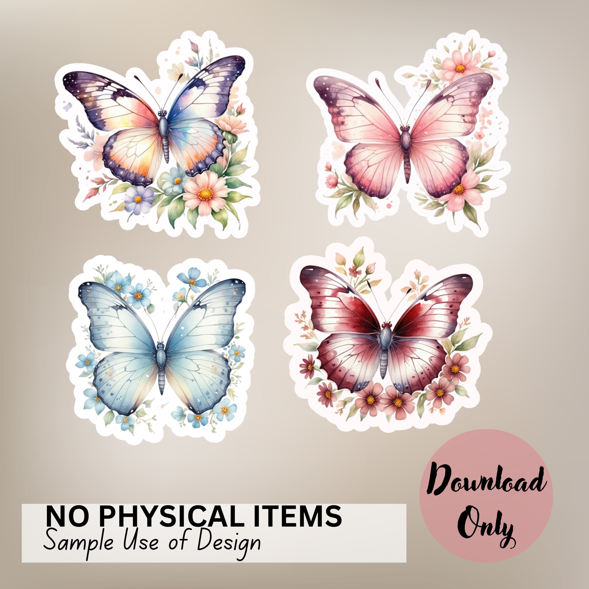 Watercolor Butterflies Clipart Bundle Stickers Clipart Watercolor ...