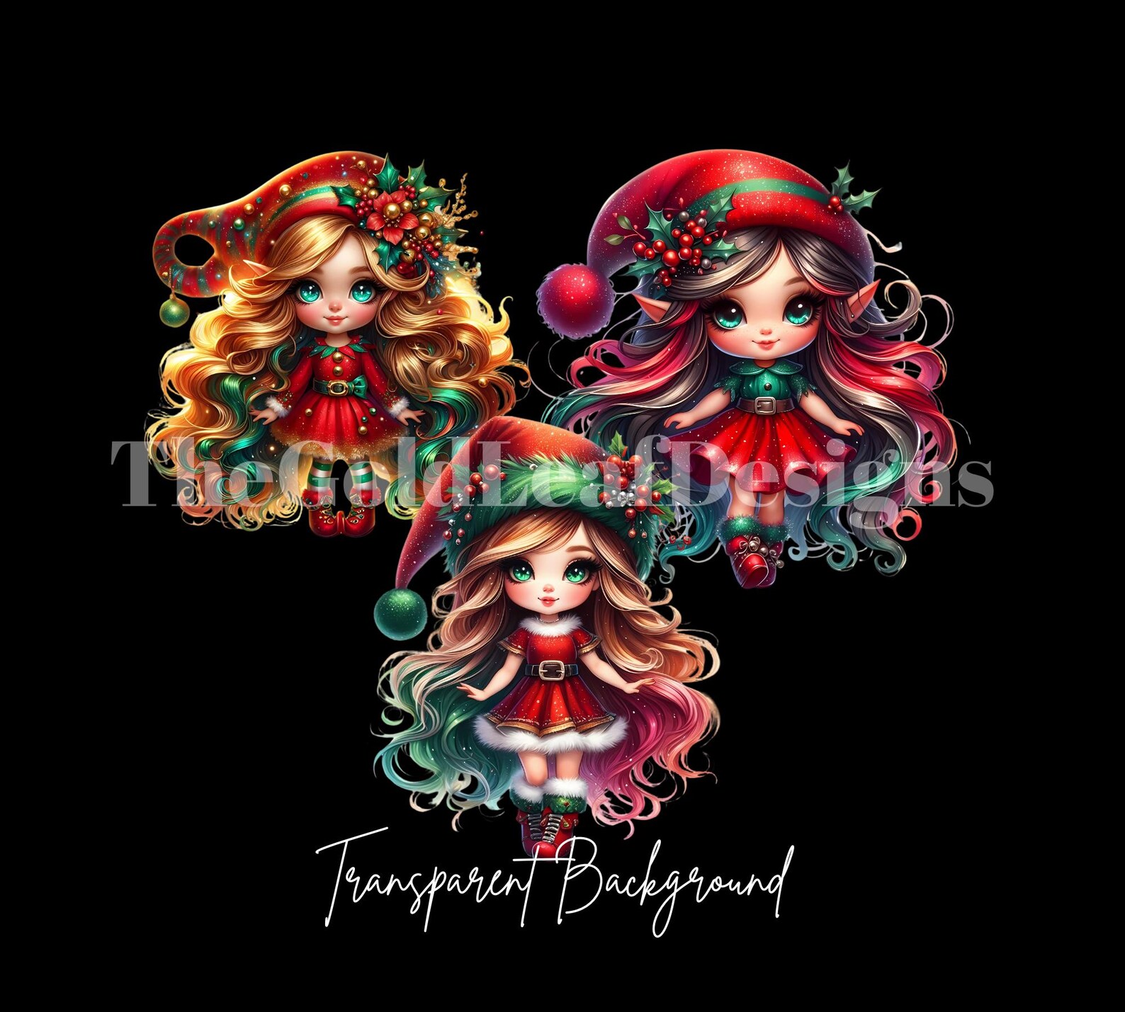 Christmas Elf, Elves Clipart, Christmas Clipart Watercolor Bundle ...