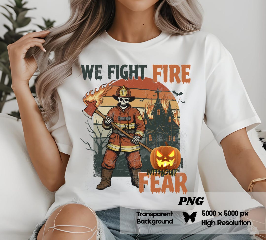 Spooky Firefighter Skeleton PNG: Halloween Fire Rescue Shirt Design ...