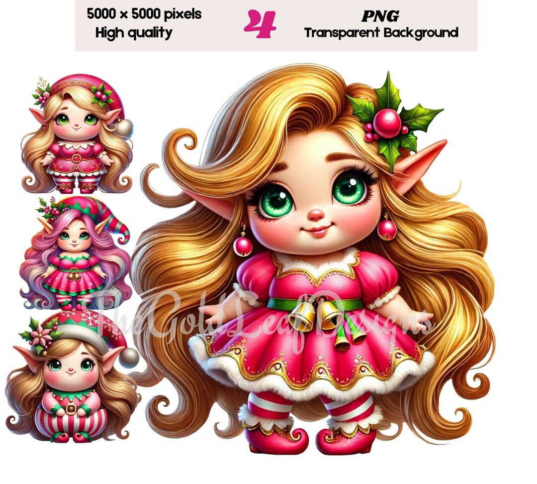 Chubby Elf Girl PNG, Cute Christmas Elf Png, Elf Clipart for Crafts ...