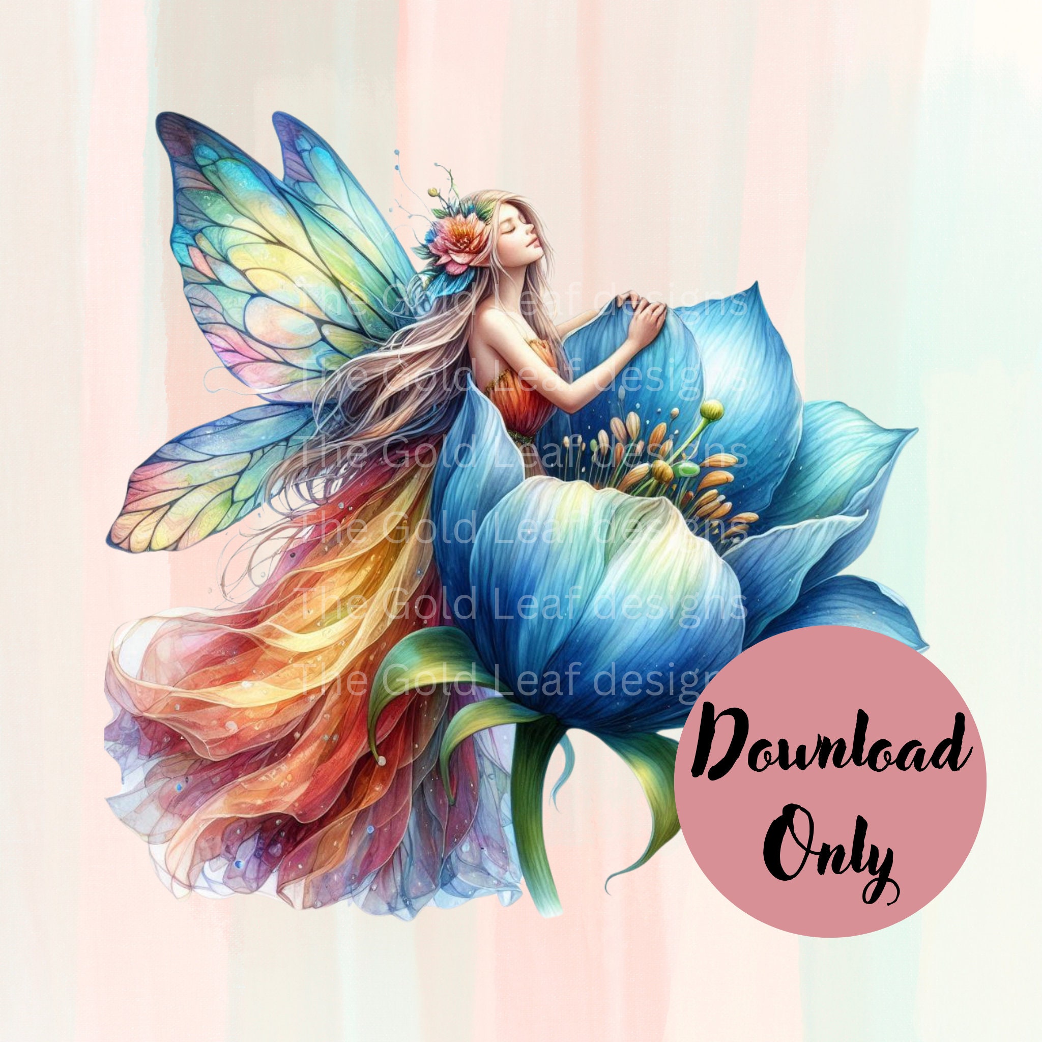 Blue Fairy, Watercolor Forest Fairies Clipart, Fairy Clipart Bundle ...