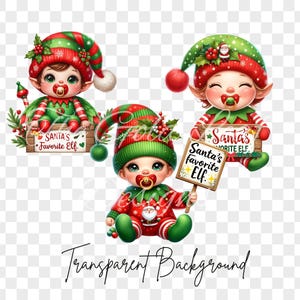 Christmas Baby Elf, Elves Clipart, Christmas Baby Elves, Santa's ...