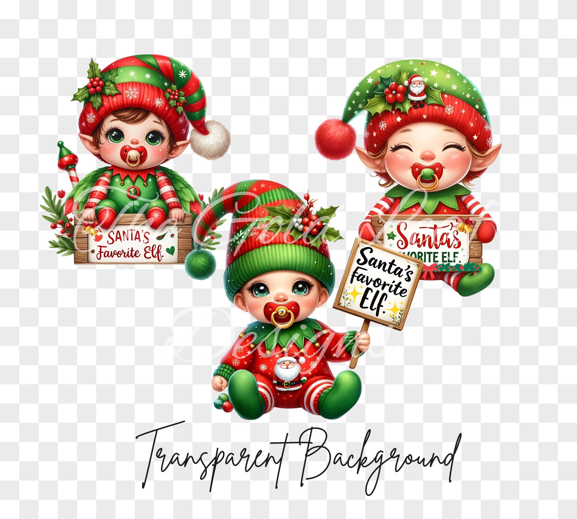 Christmas Baby Elf, Elves Clipart, Christmas Baby Elves, Santa's ...