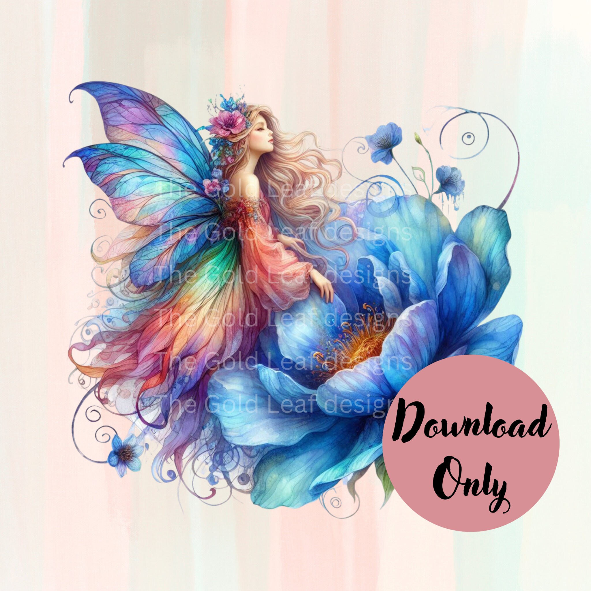 Blue Fairy, Watercolor Forest Fairies Clipart, Fairy Clipart Bundle ...