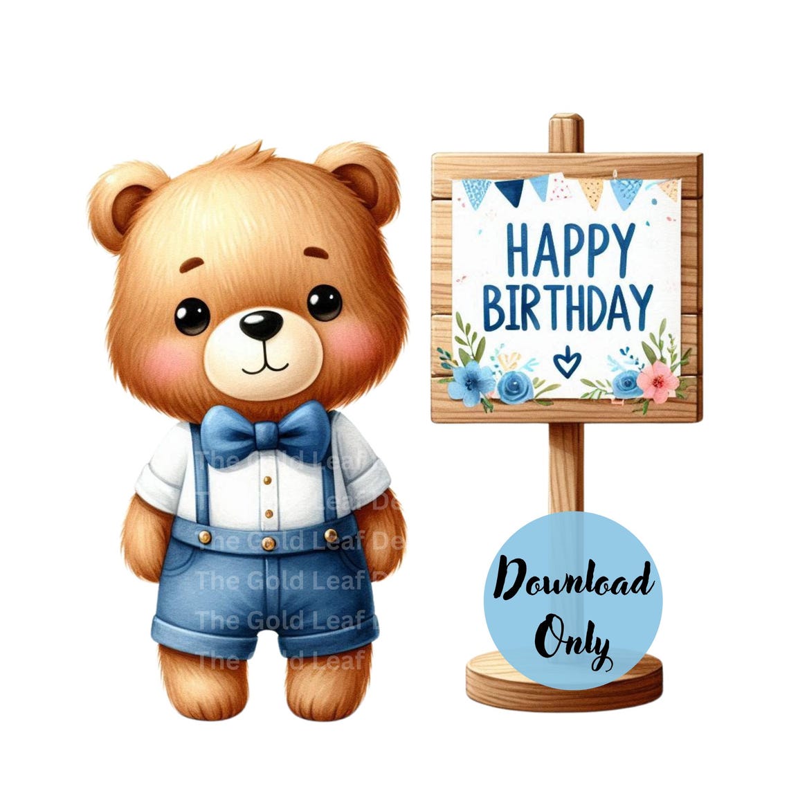 Cute Bear Clipart, Birthday Bear Party, Bear SVG, Bear Birthday, Blue ...