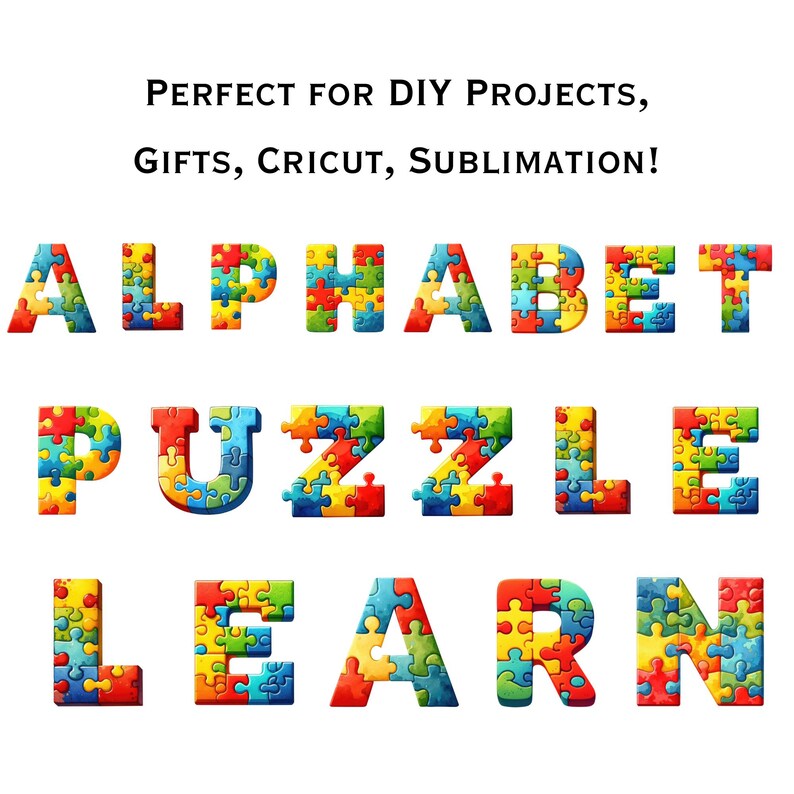 Puzzle Alphabet PNG A–Z and 0–9 | Colorful Jigsaw Alphabet Letters ...