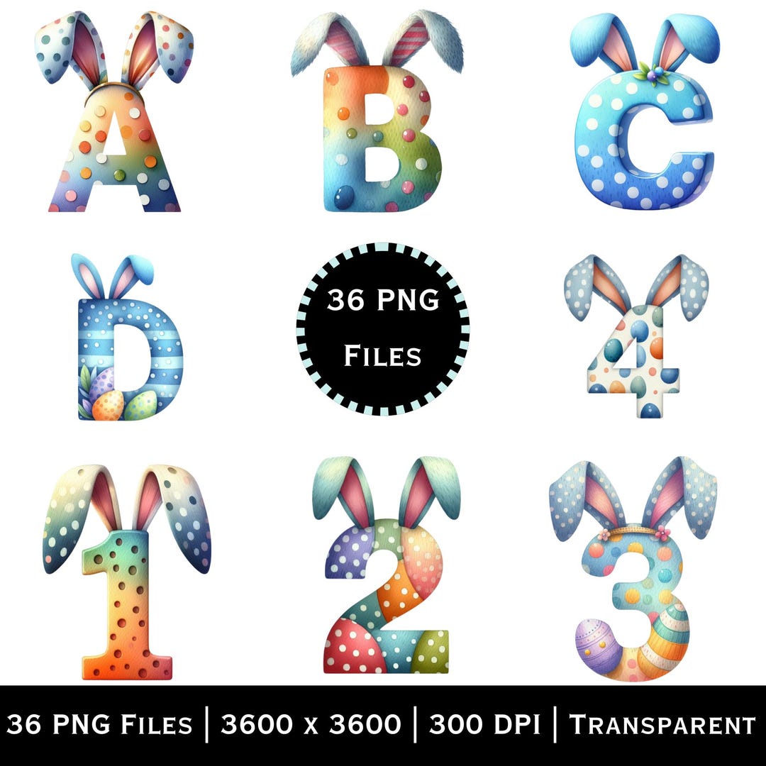 Easter Alphabet PNG A–Z | Bunny Ear Letters | Spring Holiday Alphabet ...
