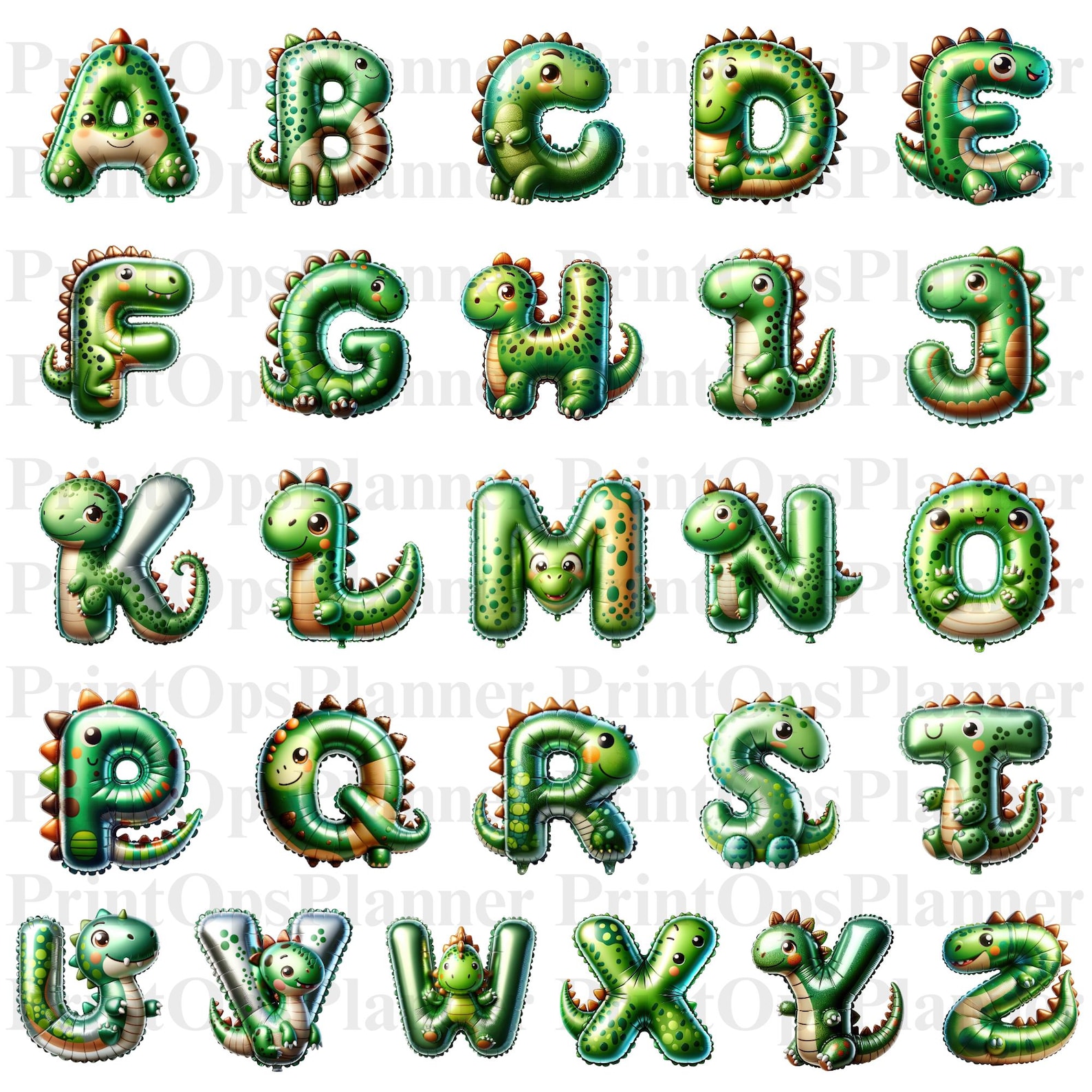 Baby Dinosaur Alphabet A to Z and 0 to 9 PNG | Dino Letters Numbers for ...