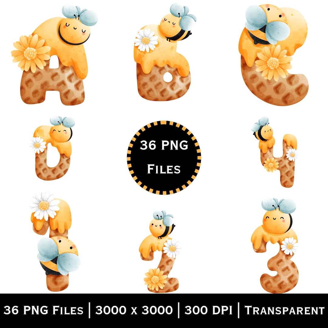 Honey Bee Garden Alphabet & Numbers A - Z and 0 - 9 | Sweet Bee Letter ...