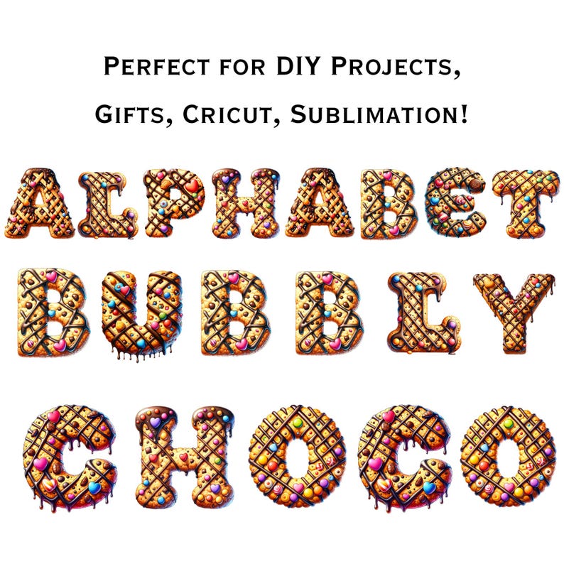 Candy Waffle Alphabet & Numbers A - Z and 0 - 9 Sweet Dessert Letter ...