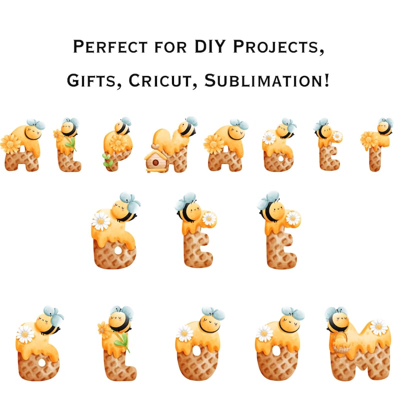 Honey Bee Garden Alphabet & Numbers A - Z and 0 - 9 | Sweet Bee Letter ...