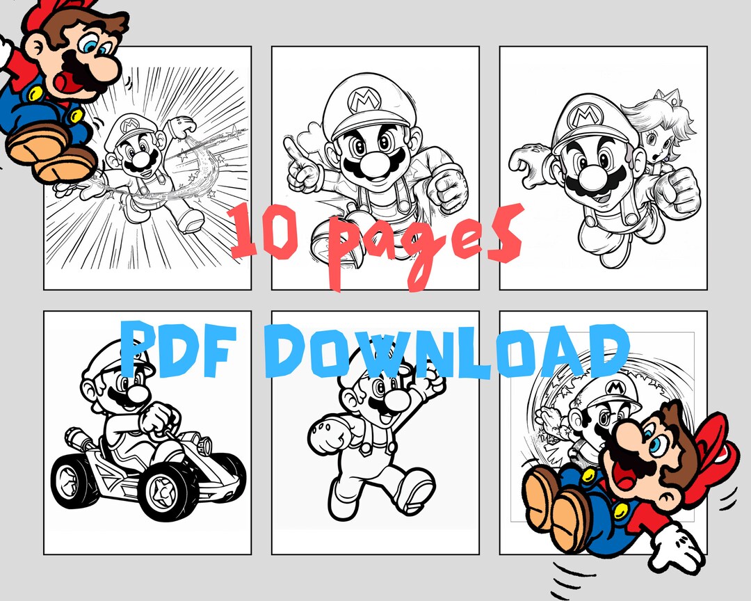 Super Mario: Mario Colouring Book for Relaxing. 10 Pages - Etsy