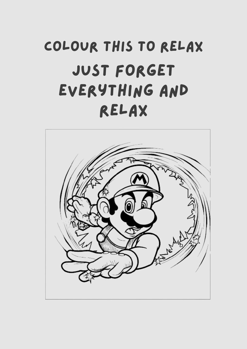 Super Mario: Mario Colouring Book for Relaxing. 10 Pages - Etsy