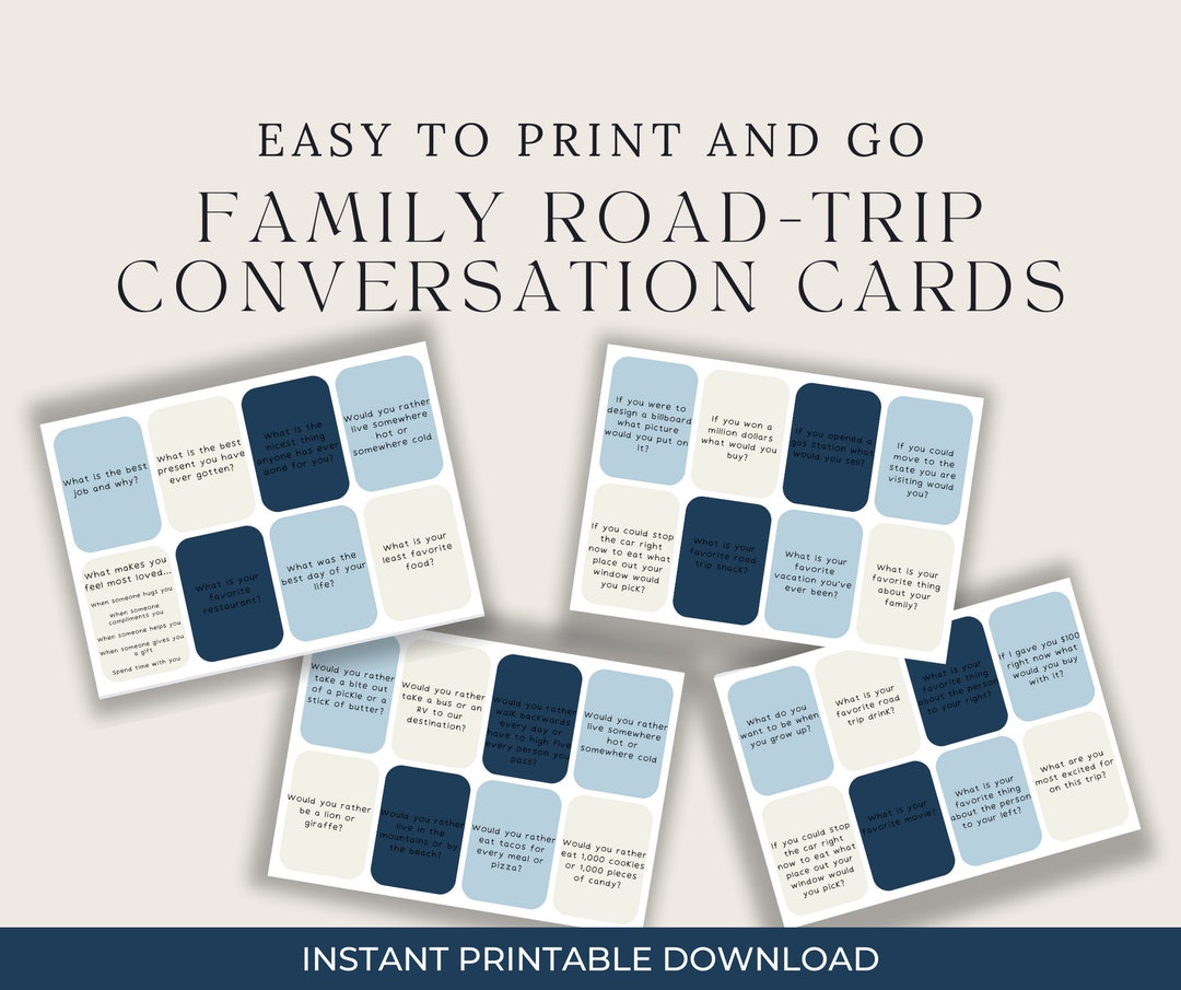 Family Road-trip Conversation Cards, Kids Road Trip Games Printable ...
