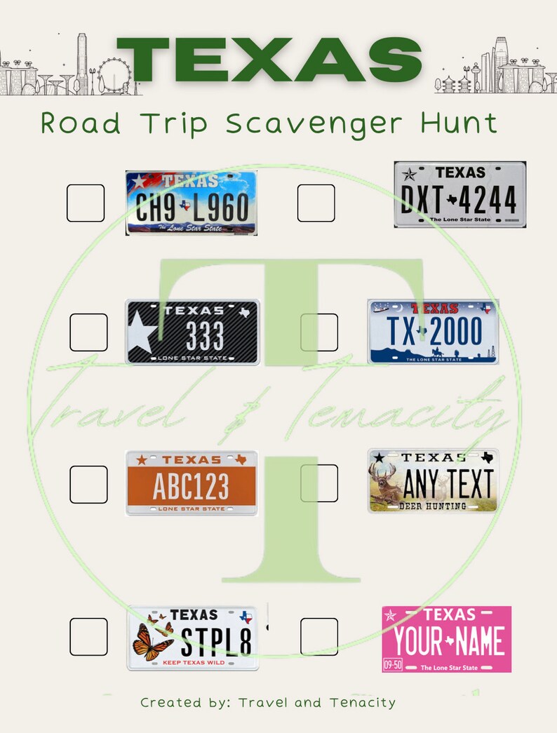 Texas Road-trip Scavenger, Kids Road Trip Games Printable, Family ...