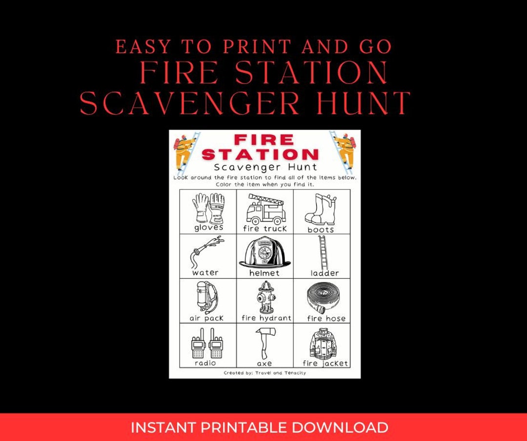 Fire Station Scavenger Hunt Printable: Explore, Discover, and Color ...