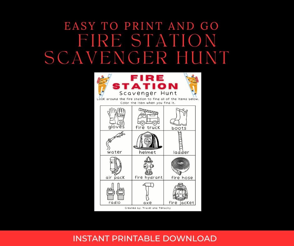 Fire Station Scavenger Hunt Printable: Explore, Discover, and Color ...