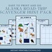 Alaska Road Trip Scavenger Hunt Pack, Kids Road Trip Games Printable ...