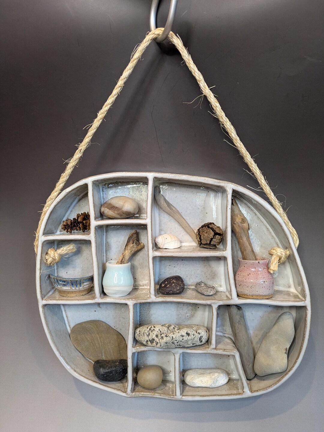 White Ceramic Curiosity Cabinet – Hand Built Ceramic Trinket Holder ...