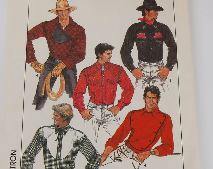 Vintage Simplicity 8473 Mens Hollywood Western Shirt Pattern DIY Fitted ...