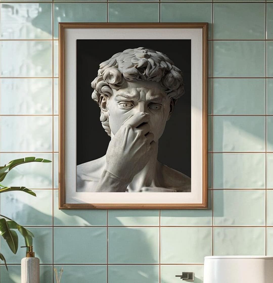 Funny Bathroom Wall Art David Statue, Classic Wall Art, Decor Vintage ...