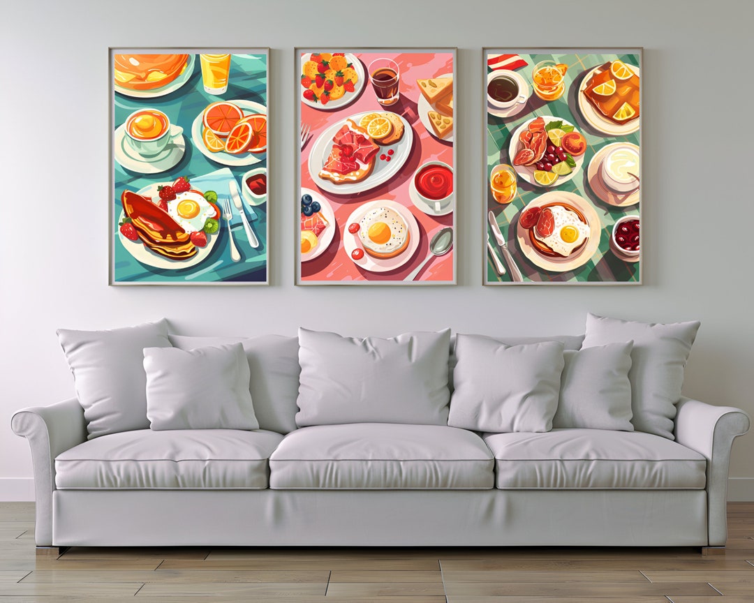 Breakfast Wall Art Colorful Vector Flat Illustration Digital Printing ...