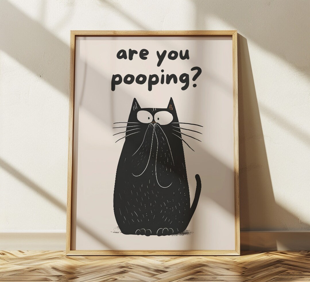Bathroom Cat Are You Pooping Print for Toilet Wall Art Print Vintage ...