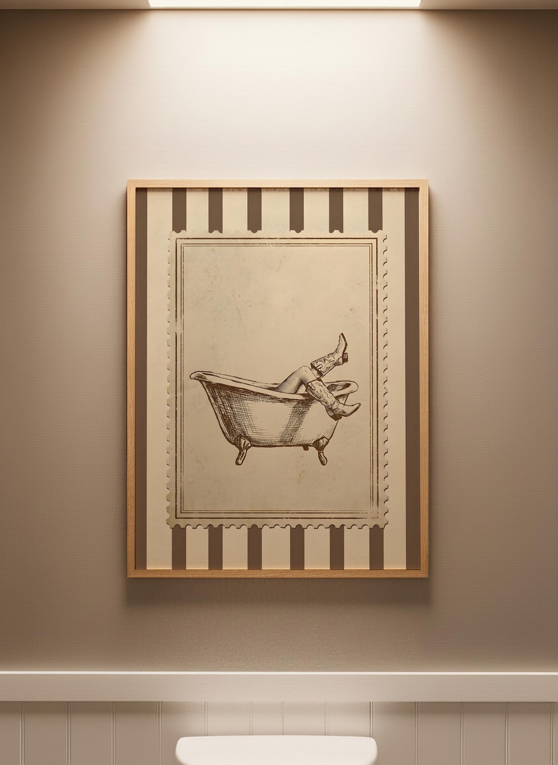 Western Cowgirl Clawfoot Bathtub Trendy Stamp Print / Women Vintage ...