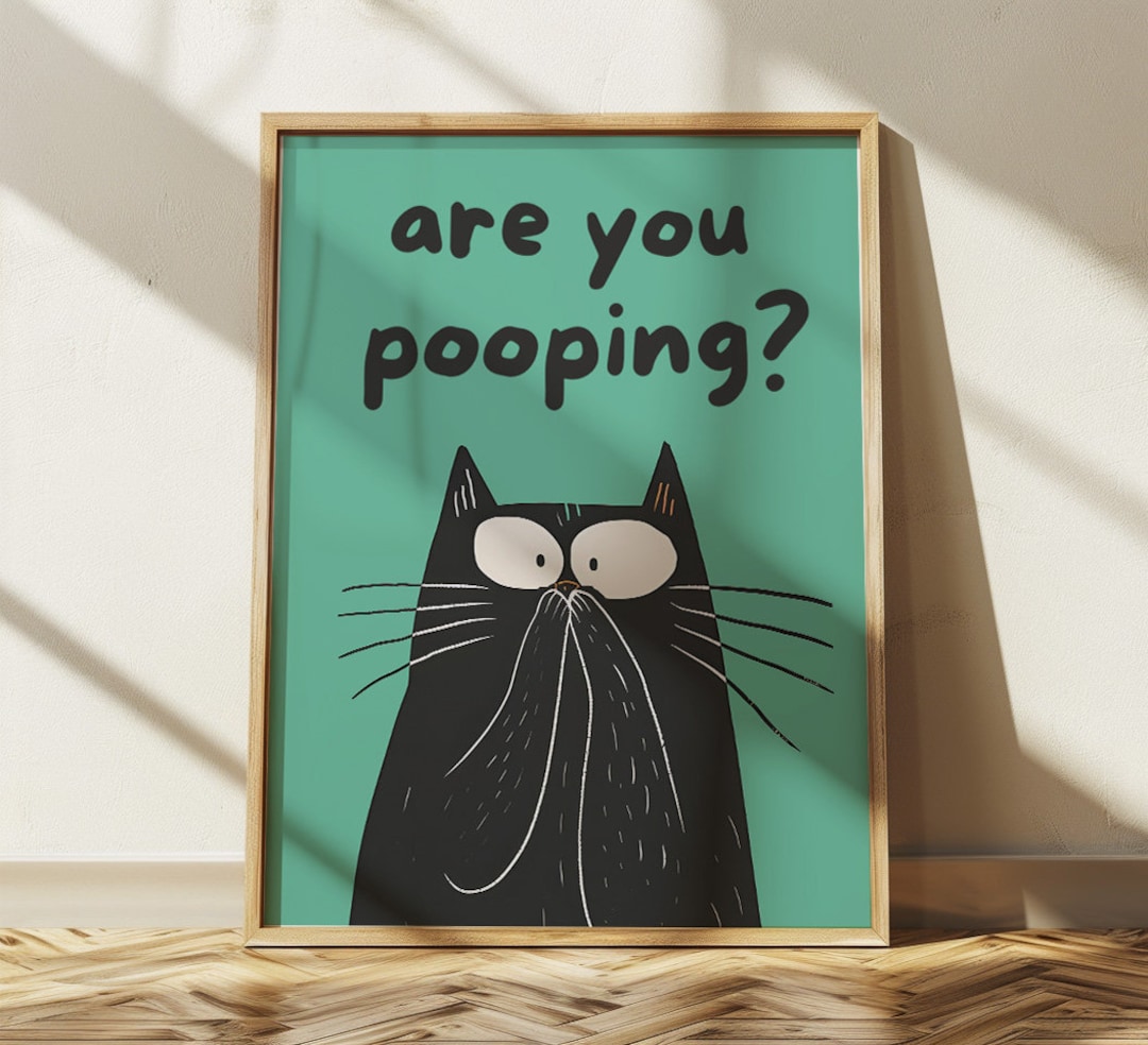 Bathroom Cat Are You Pooping Print for Toilet Wall Art Print Vintage ...