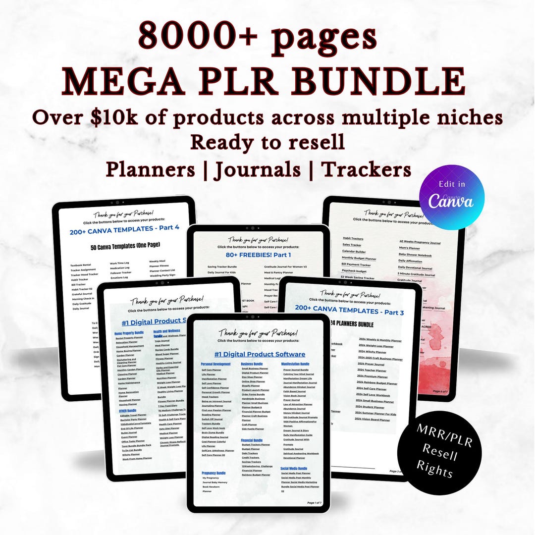 8000+ MRR PLR Mega Digital Products Bundle | Printable Journals ...
