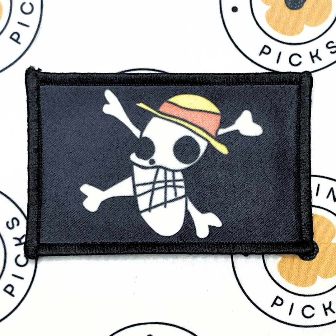 One Piece Luffy Jolly Roger Logo 2x3 Morale Patch With Adhesive or Hook ...