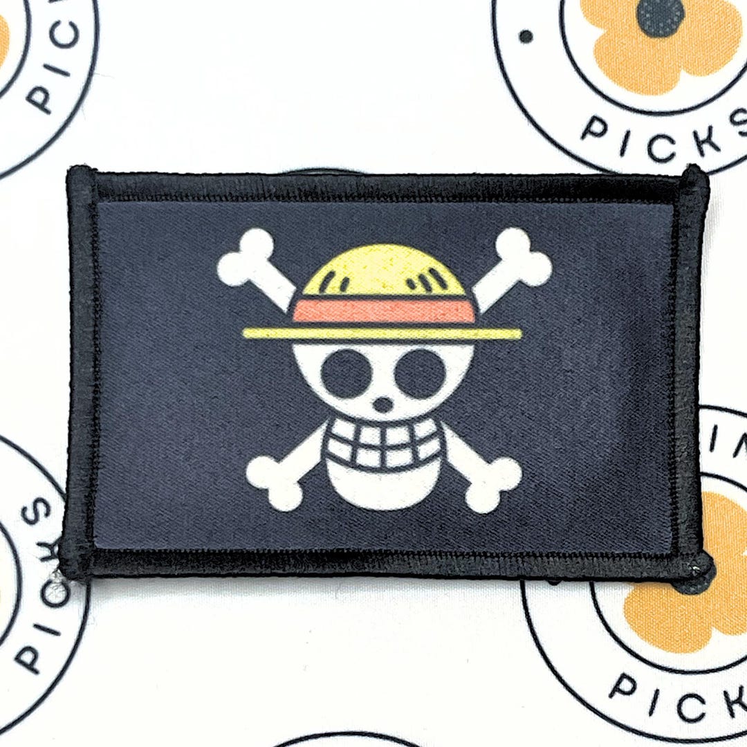 One Piece Straw Hats Jolly Roger Logo 2x3 Morale Patch With Adhesive or ...