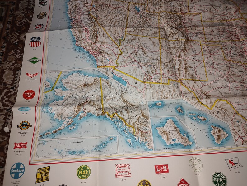 52in X 32in Railroads of America Poster Vintage Huge Poster Great ...
