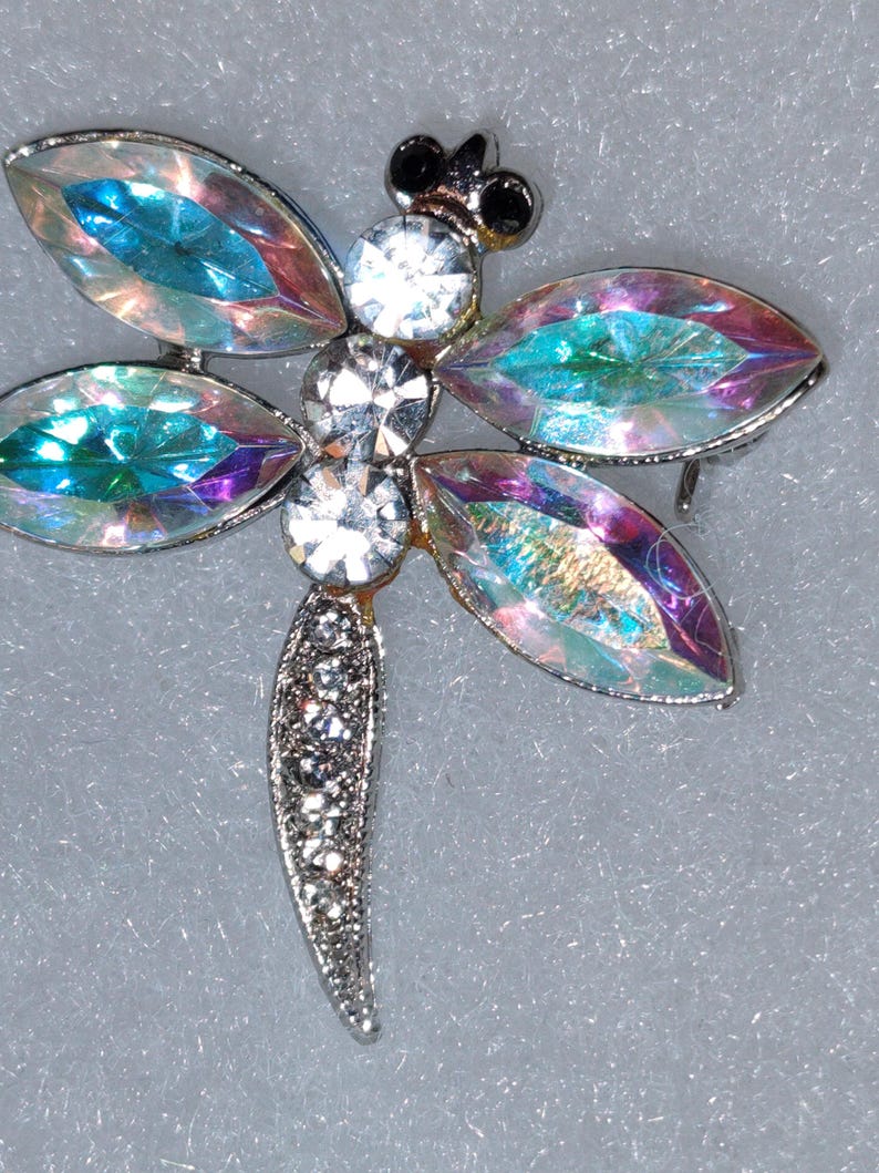 Dragonfly Crystal Rhinestone Brooch Made in Usa - Etsy