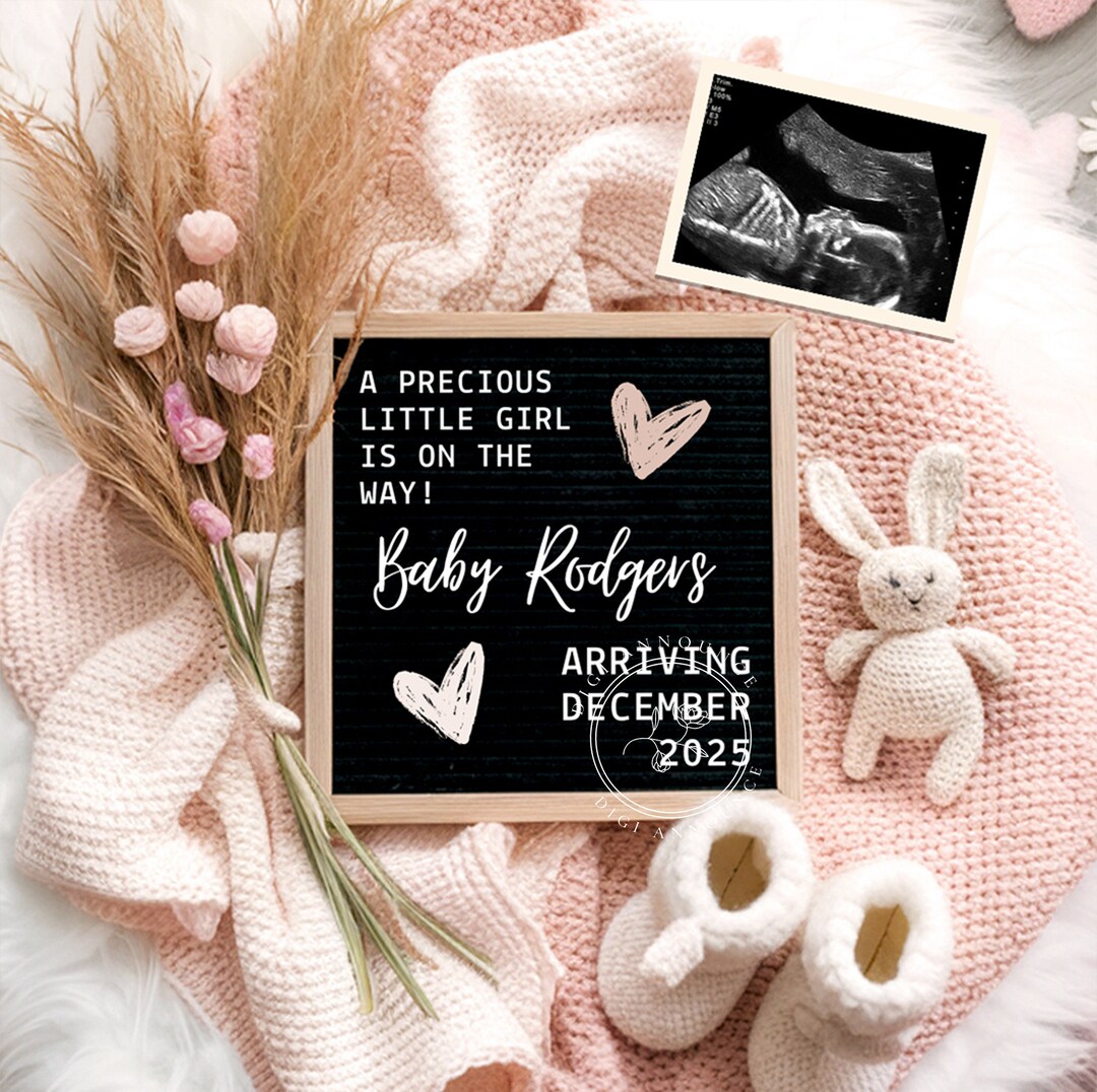 Girl Pregnancy Announcement Digital Baby Announcement Girl Gender ...