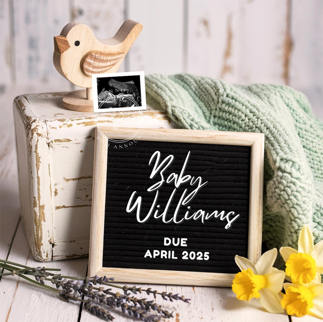 Gender Neutral Digital Pregnancy Announcement, Editable Template ...