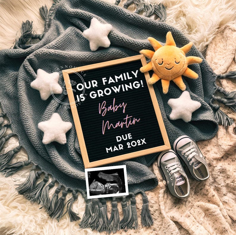 Gender Neutral Pregnancy Announcement Digital, Pregnancy Announcement ...