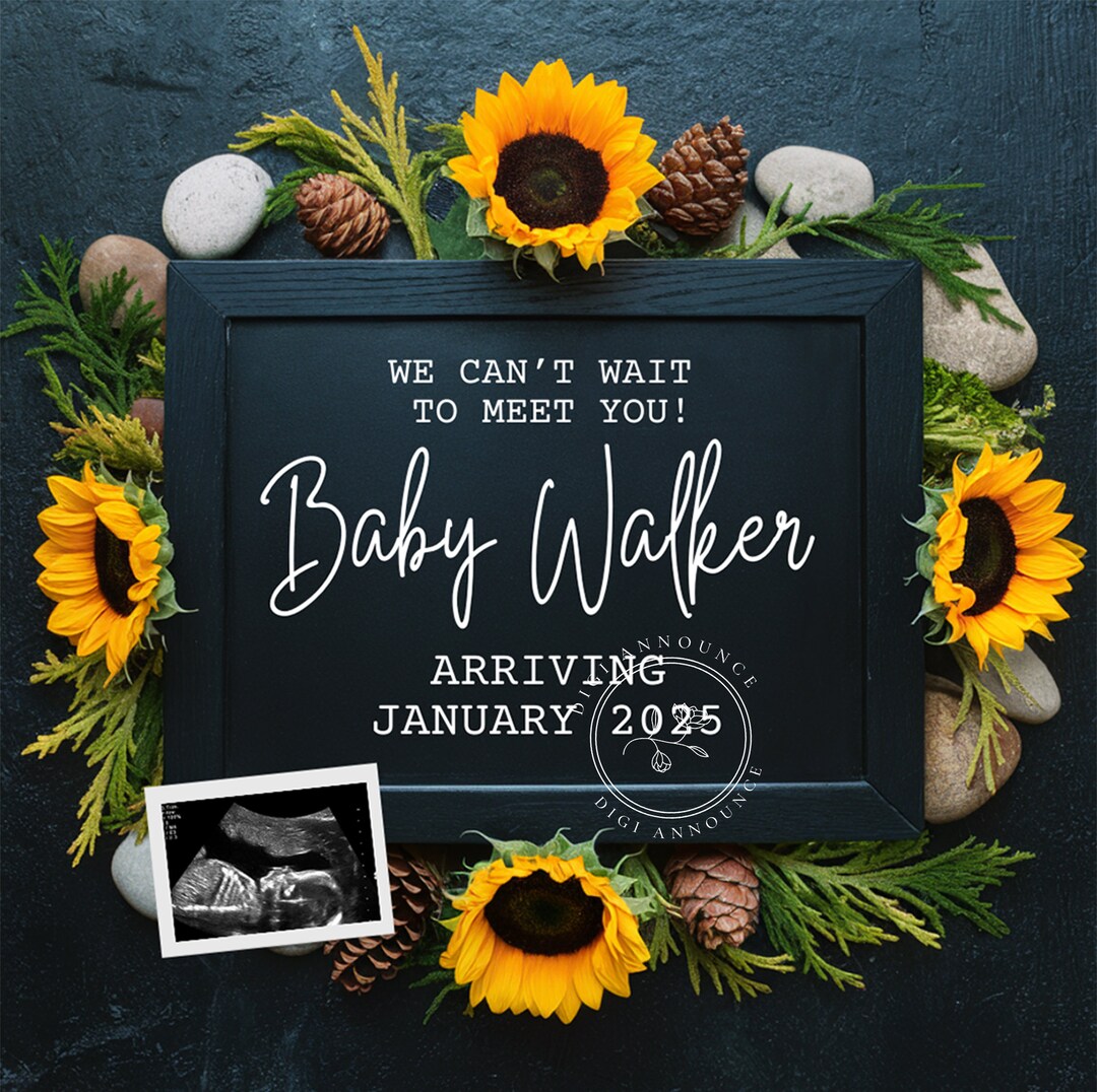 Beautiful Digital Pregnancy Announcement, Spring Sunflowers, Reveal for ...