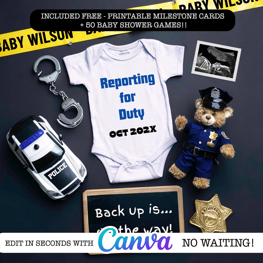 Cop Pregnancy Announcement to Husband Police Theme, Pregnancy Reveal ...