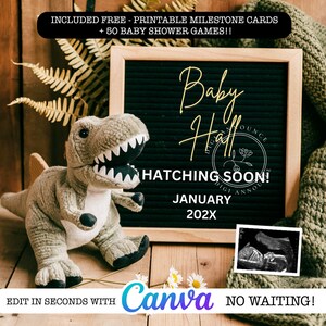 Dinosaur Baby Announcement: Hatching Soon, Boho Minimalist (digital) - Etsy