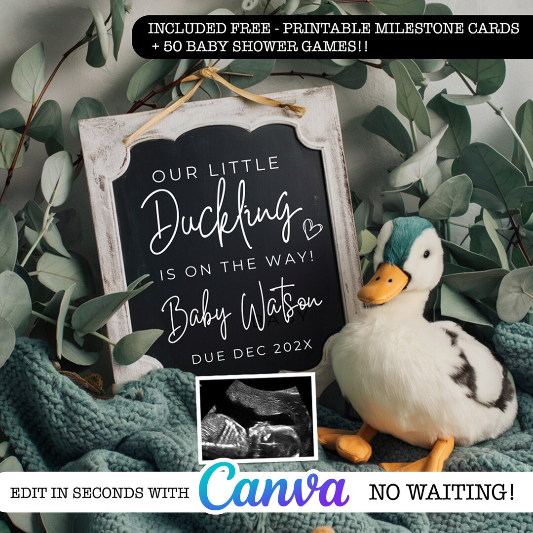 Duck Pregnancy Announcement Editable Template, Our Little Duckling ...