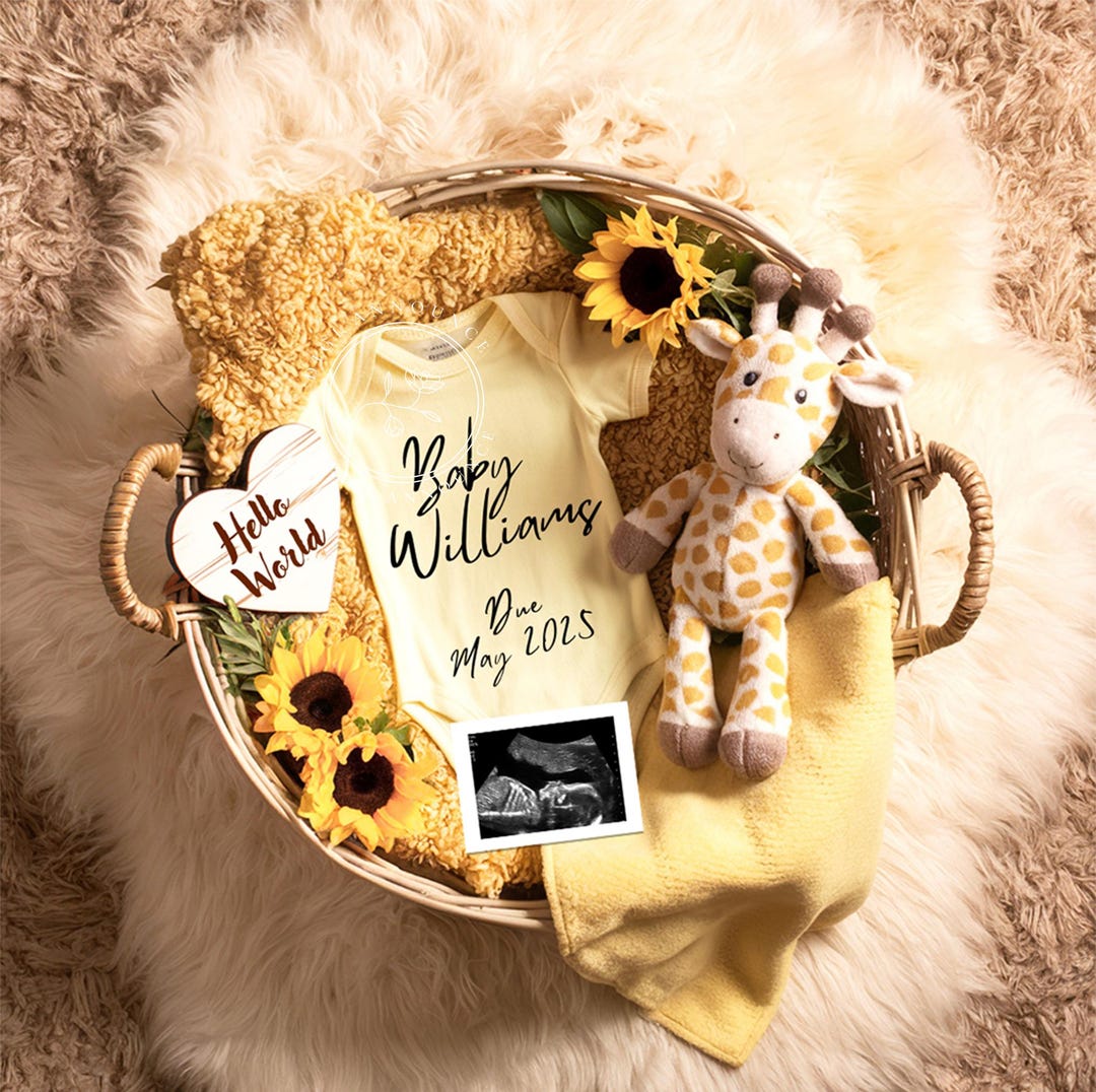 Giraffe Gender Neutral Digital Pregnancy Announcement, Editable ...