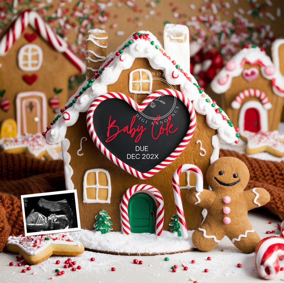 Christmas Gingerbread House Pregnancy Announcement: Editable Template ...