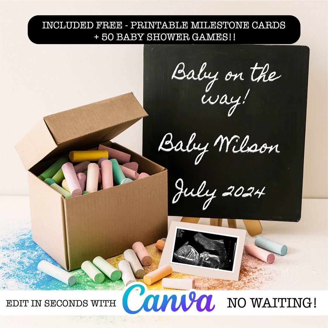 Digital Pregnancy Announcement Chalk Board Gender Neutral Announcement ...