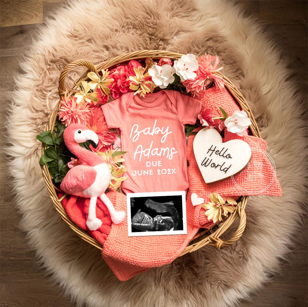 Tropical Pregnancy Announcement With Ultrasound, Flamingo Gender ...