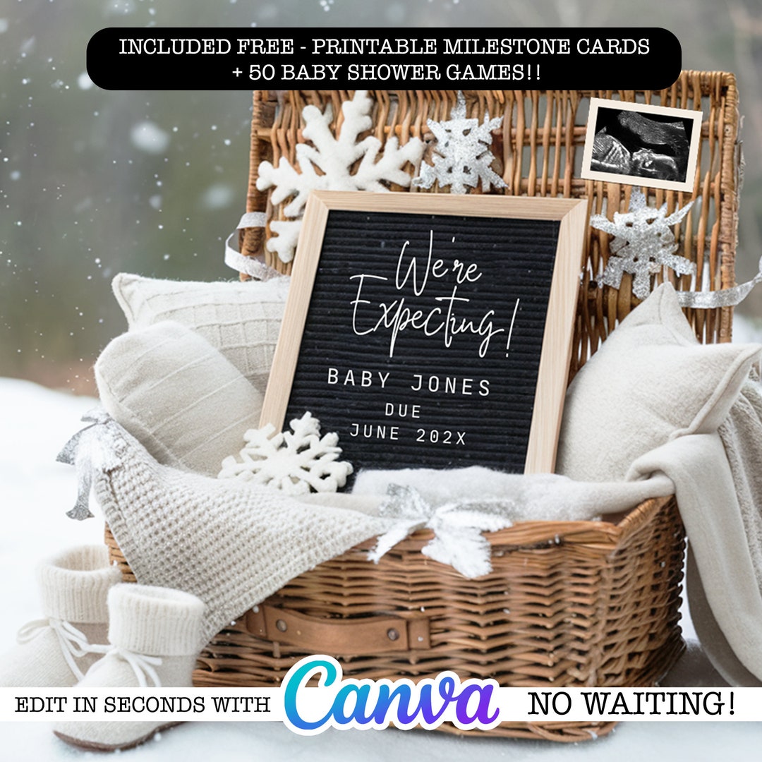 Snow Skiing Digital Pregnancy Announcement, Winter Baby Announcment ...