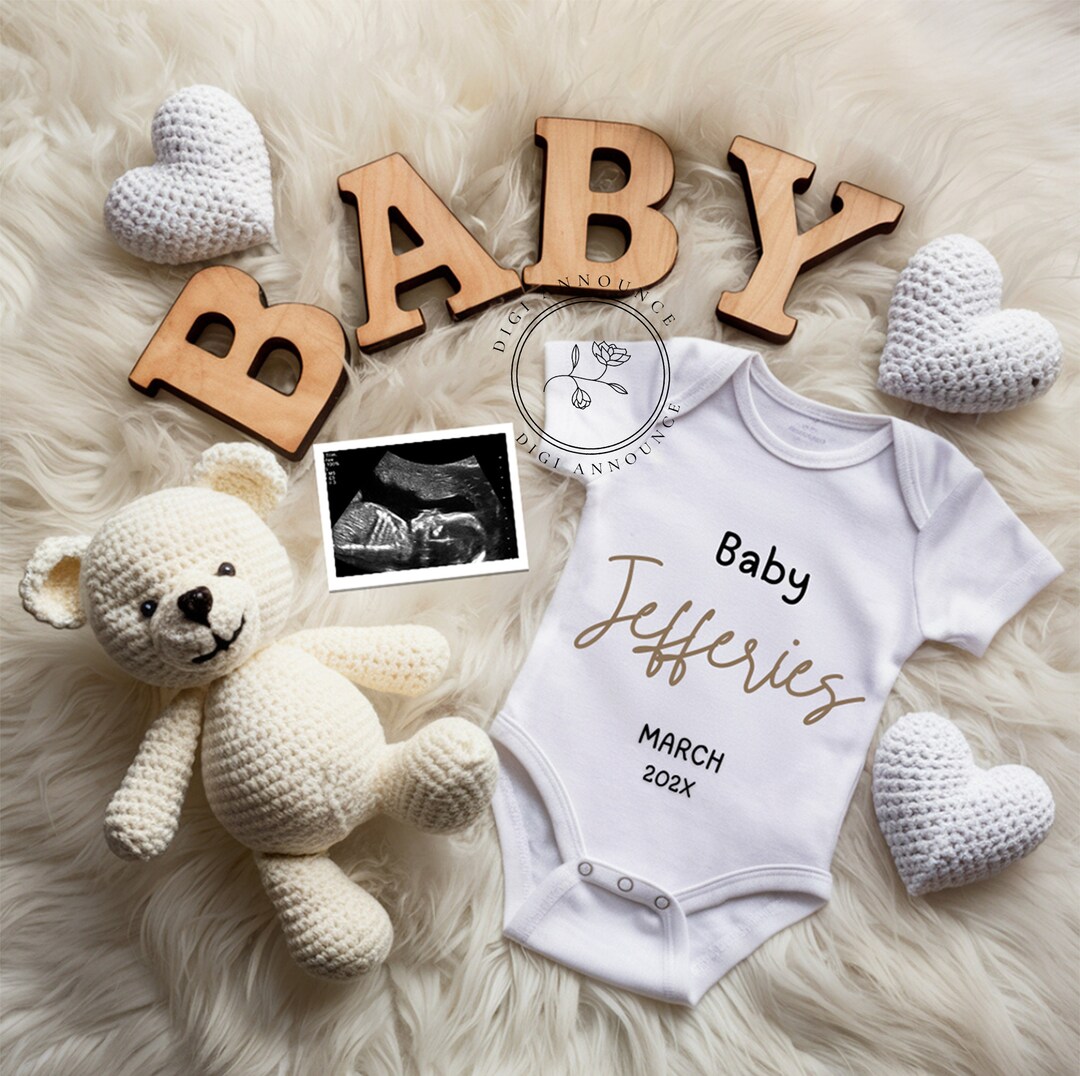 Gender Neutral Pregnancy Announcement Digital, Boho Baby Minimalist ...