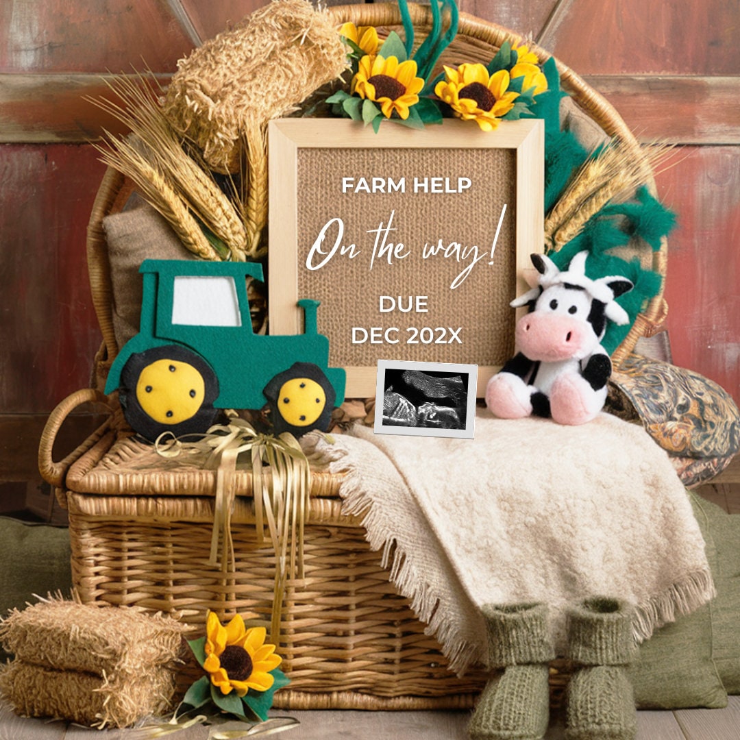 Cow Baby Announcement Cute Farm Life Pregnancy Announcement for Social ...