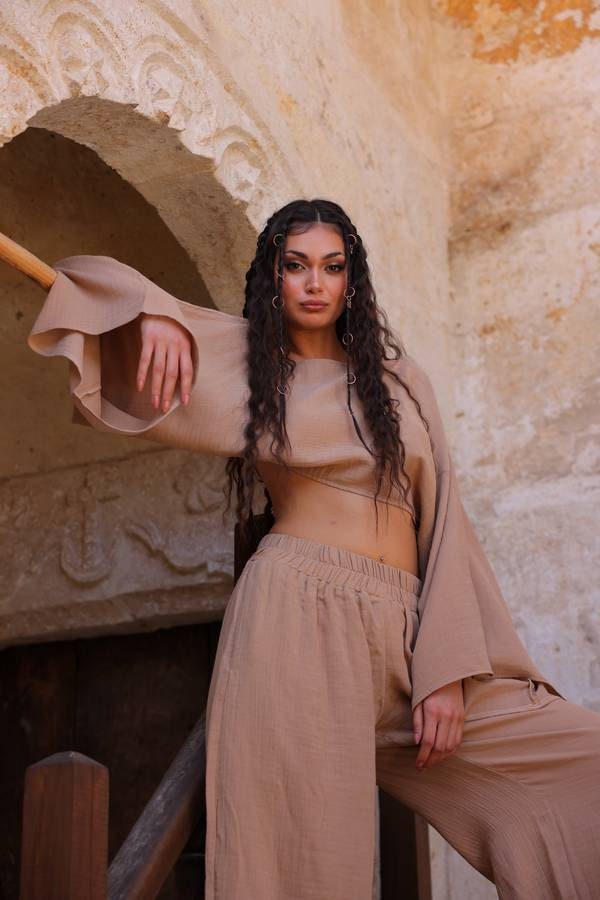 Beige Women Boho Pant Suit,yoga Pants,loose Fitting Pants,rave Outfit ...