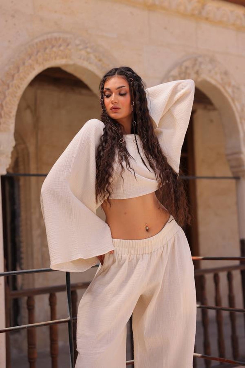 Boho Two Piece Pant Set,wide Leg Pants Set,loose Fitting,summer Outfit ...